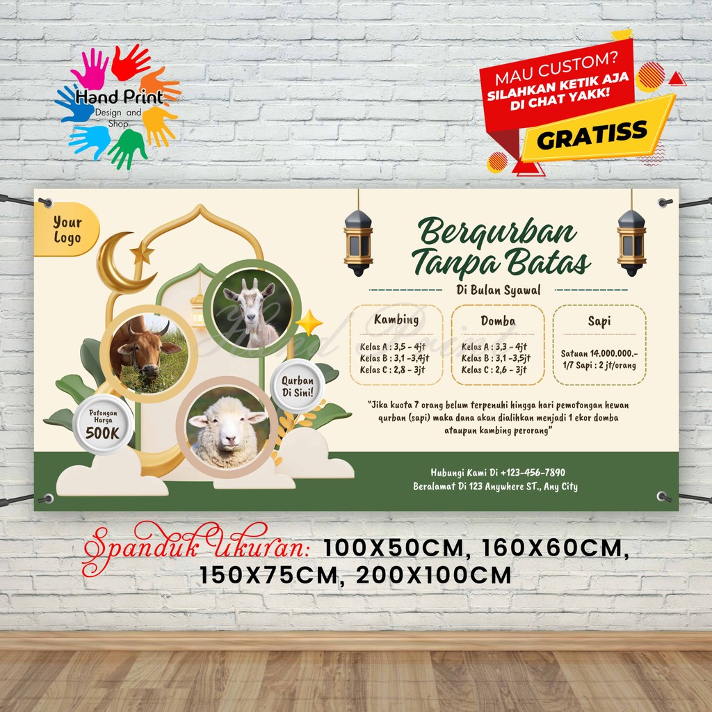 Jual Cetak Spanduk Banner Idul Adha Krem Domba MMT Spanduk Custom ...
