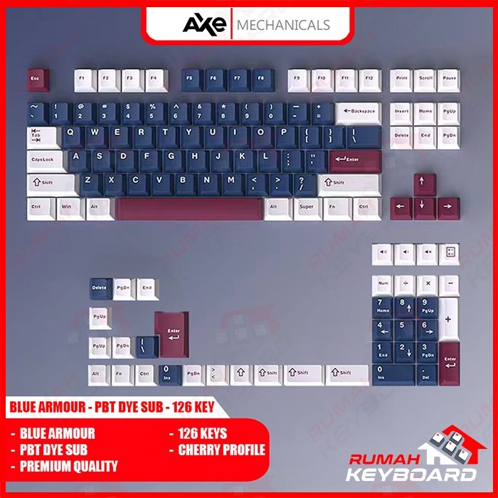 Jual AXE MECHANICALS - Cherry - Blue Armour - PBT Double Shot - Keycap ...