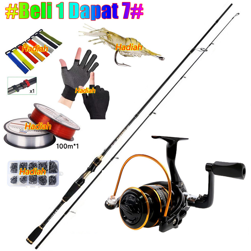 Jual 【#Beli 1 Dapat 7#】Max drag 15kg Joran pancing Set reel pancing besi 21kg drag reel murah ...