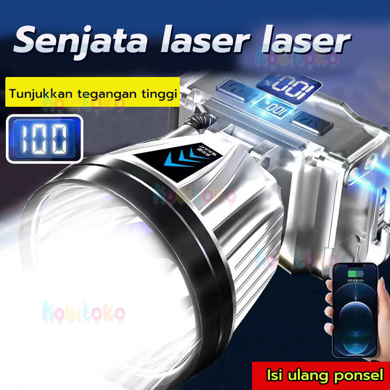 Jual 500W Senter Kepala Headlamp Super Senter dengan layar LCD sensor ...