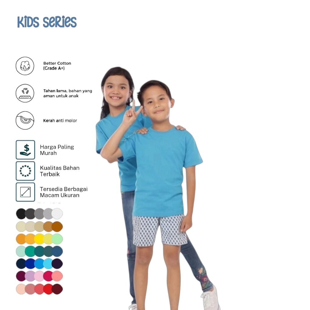 Jual Kaos polos anak BIRU MUDA TURKISH lengan pendek bahan cotton 32s kaos polos anak unisex ...