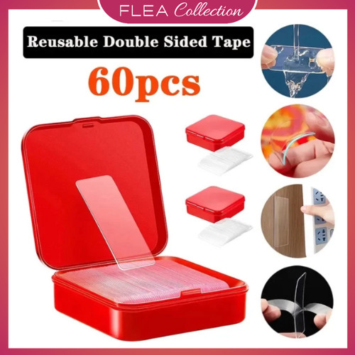Jual FLEA Sticker Double Tape Gel 2 Sisi 1 Box Isi 60 pcs Isolasi ...