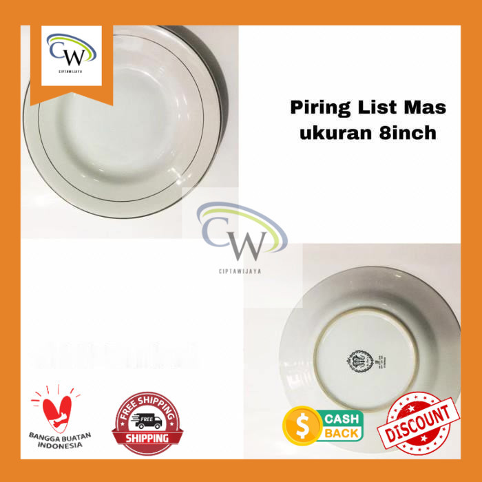 Jual Piring makan keramik List Mas piring makan ukuran 8inch | Shopee ...