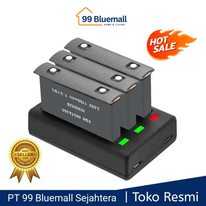 Jual Charger Baterai Kamera Insta360 X2 Fast Charging 3 Slot Original ...