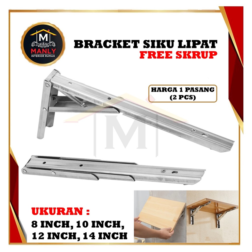Jual Bracket Engsel Folding Stainless Steel Siku Rak Meja Lipat Dinding ...