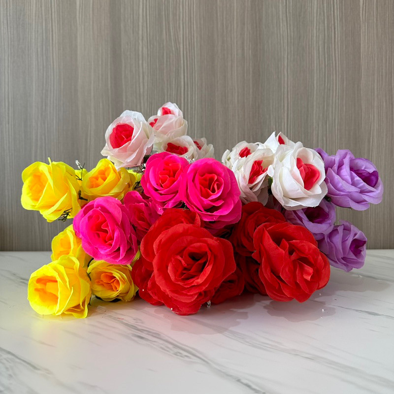 Jual Bunga Mawar Rose Artificial 1 Tangkai 5 Cabang Premium Mekar Bunga ...