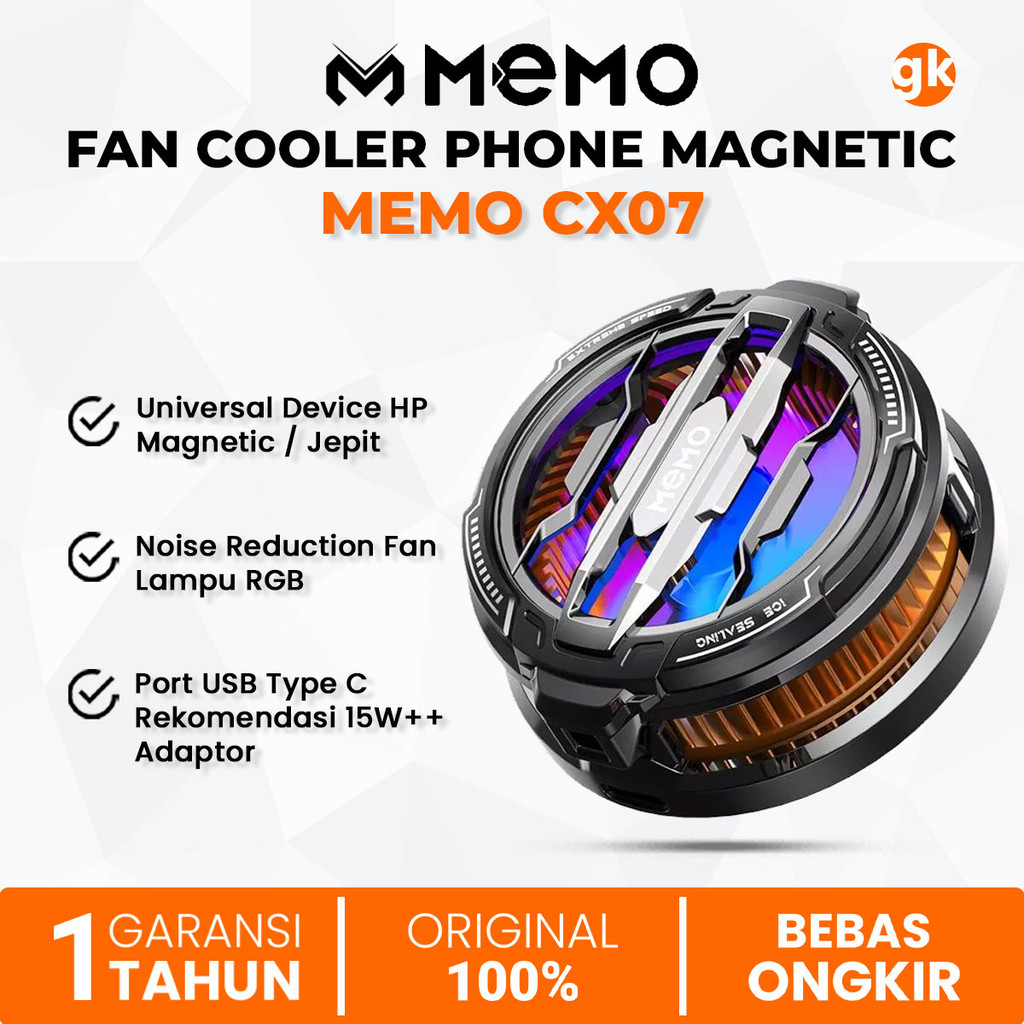 Jual MEMO CX07 Fan Cooler Phone Magnetic & Clip Jepit 2in1 Pendingin HP ...