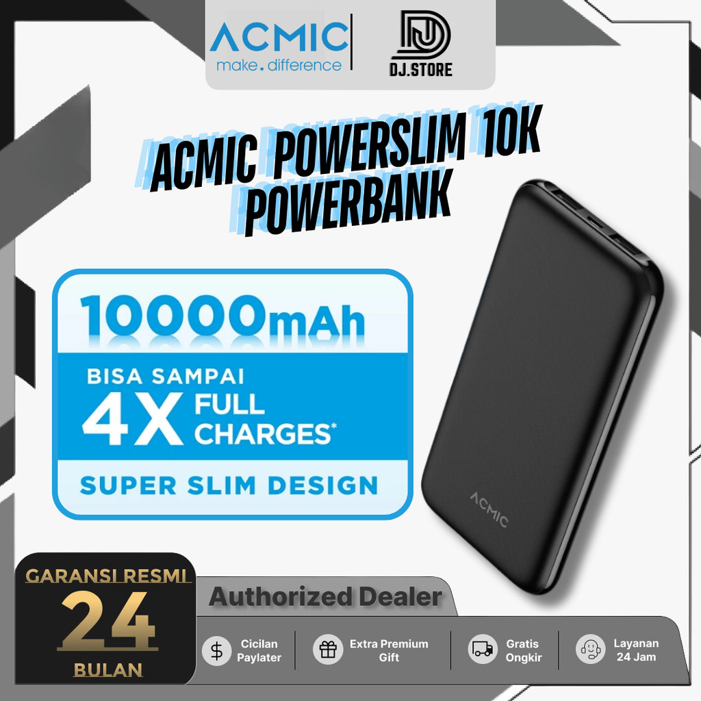 Jual ACMIC PowerSlim 10000mAh Slim PowerBank 2A Fast Charge - GARANSI RESMI 24 BULAN ORIGINAL ...