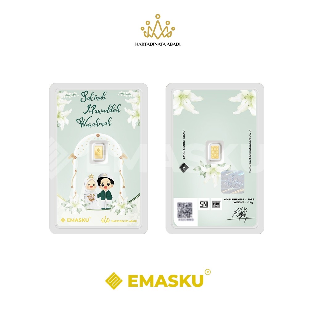 Jual EMASKU Hartadinata Moment Happy Wedding Samawa 0.1 Gram | Shopee ...