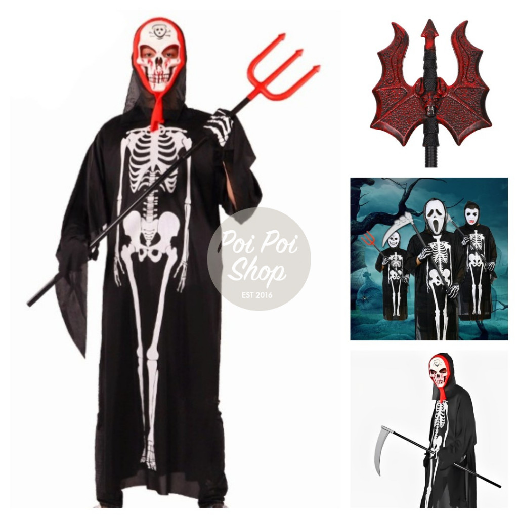 Jual Tongkat Iblis Kostum Halloween Seram Baju Skull Tengkorak Iblis ...