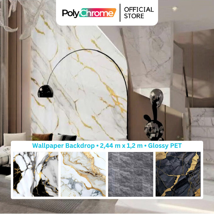 Jual Backdrop Wallpaper Linen PET Marble rol 2,44 m x 1,2 m Glossy ...