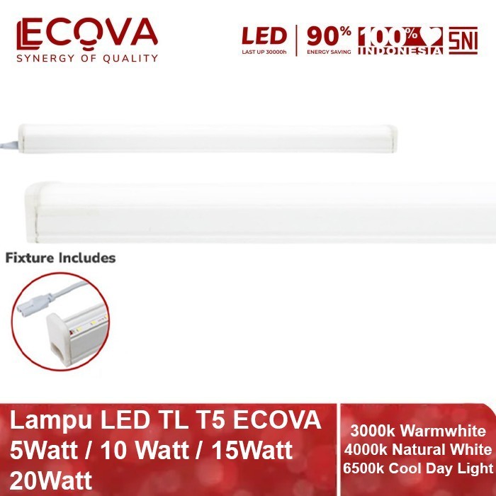 Jual Ecova Lampu TL T5 LED Neon 5 10 15 20W Watt | Shopee Indonesia