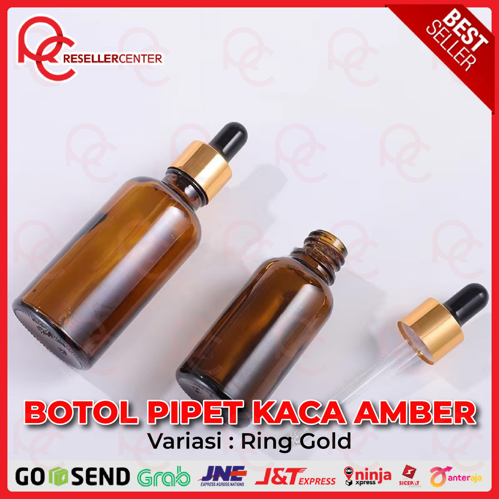 Jual Botol Pipet Kaca Amber Gold Ring 100ML, 30ML, 20ML, 15ML, 10ML ...