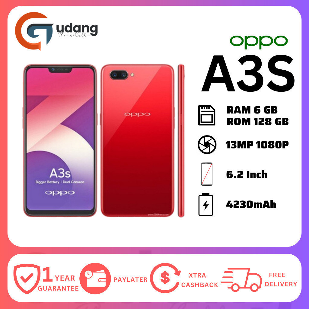 Jual Smartphone HP A3S 6/128 GB GARANSI 1 TAHUN | Shopee Indonesia