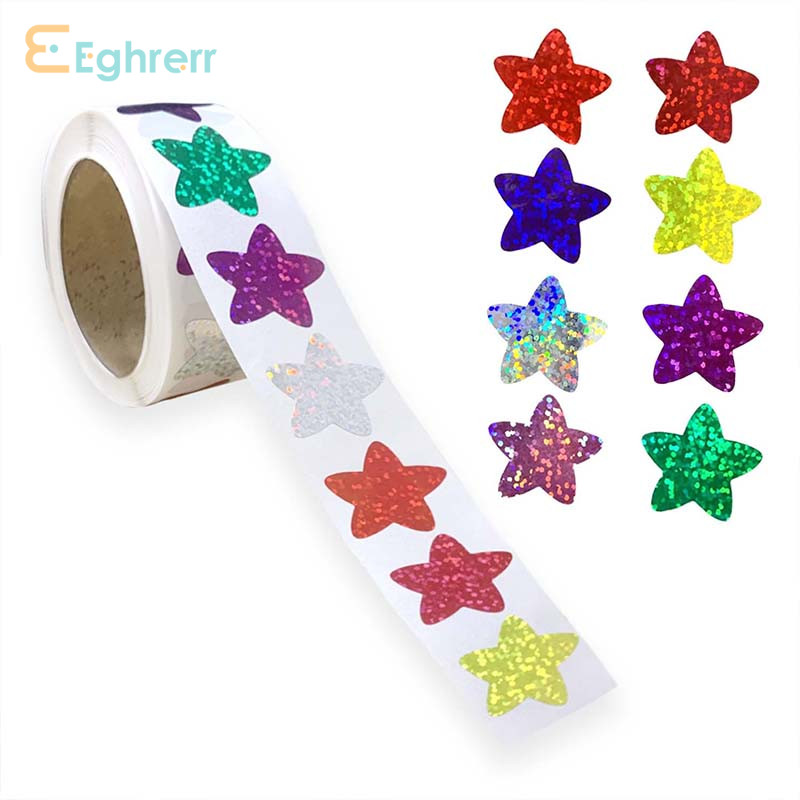 Jual Eeghrerr Colorful Star Stickers Laser Non-drying Adhesive ...