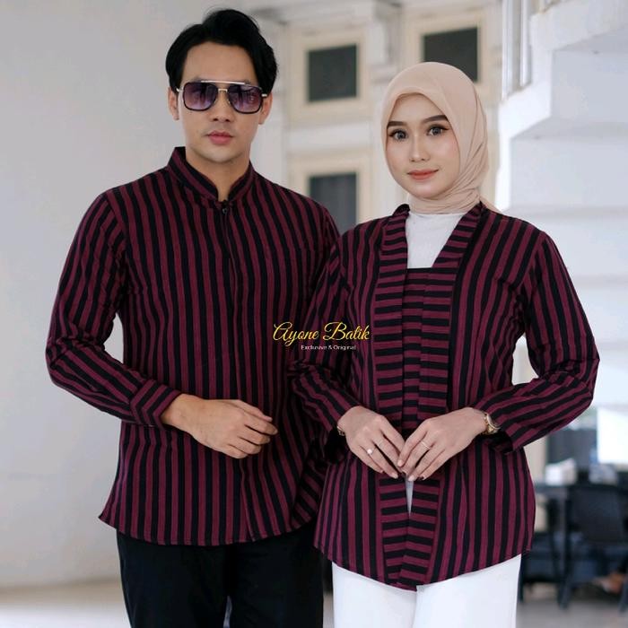 Jual Kemeja lurik eksklusif warna merah couple lurik tradisional terbaru kebaya lurik cewek ...