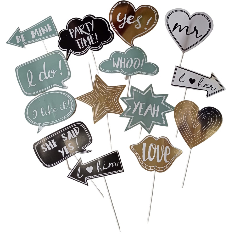 Jual Properti Foto Booth Wedding 14pcs Aksesoris Dekorasi Tunangan ...
