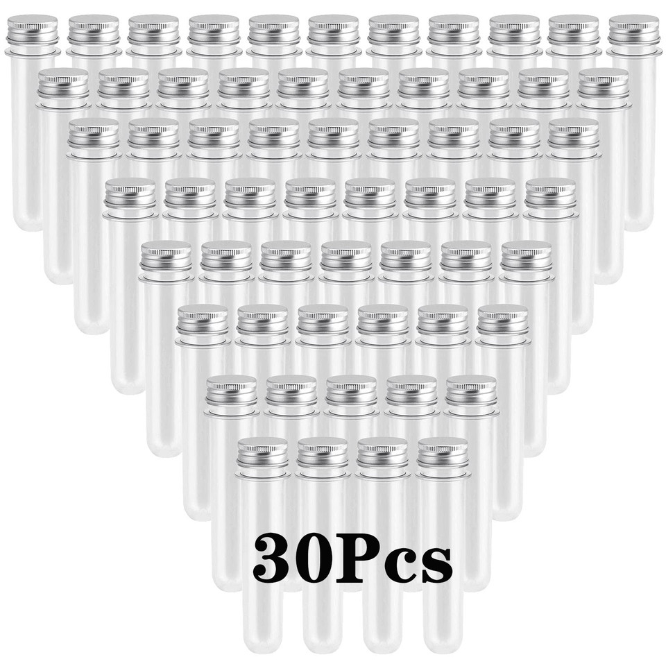 Jual 30Pcs 40ml Clear Plastic Test Tubes with Caps 140 x 25 mm Clear ...