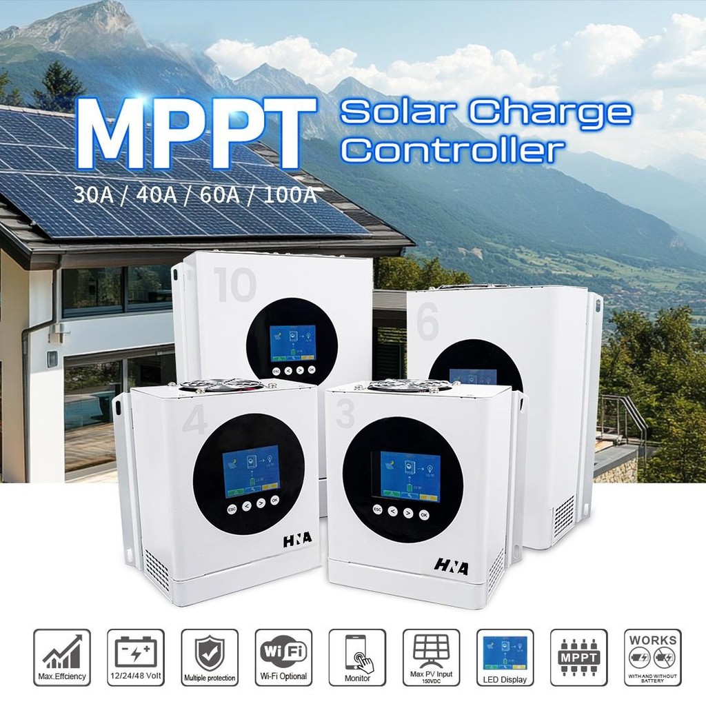 Jual HNA MPPT 60A 100A 12V 24V 48V MAX Input 170V SCC Solar Charge ...