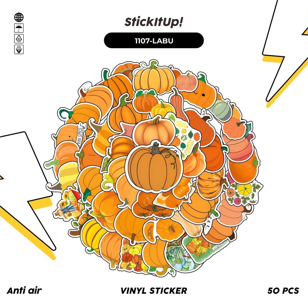 Jual COD 100 Pcs Stiker Pack Buah Labu Lucu Aesthetic Vynil Waterproof ...