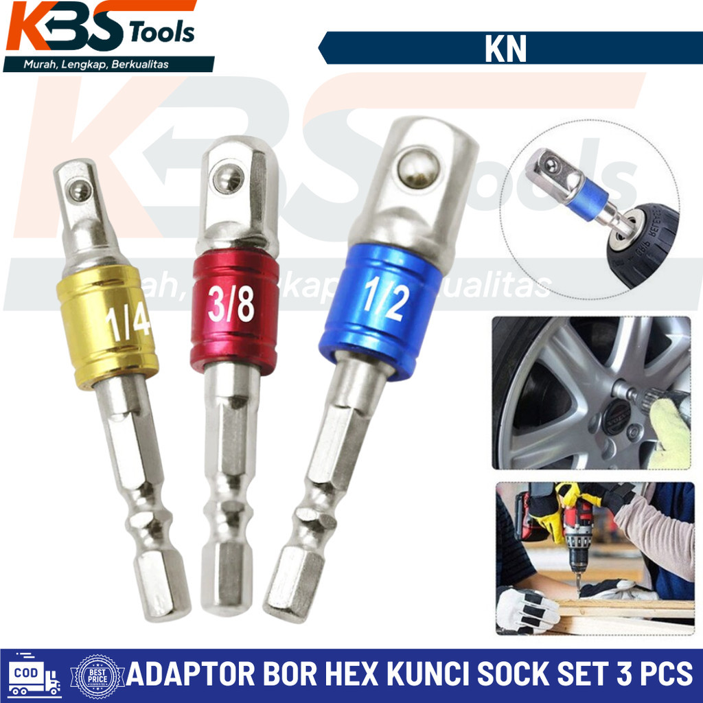 Jual Adaptor Bor Hex Kunci Sock Set 3 Pcs - Adapter penyambung Bor ke ...
