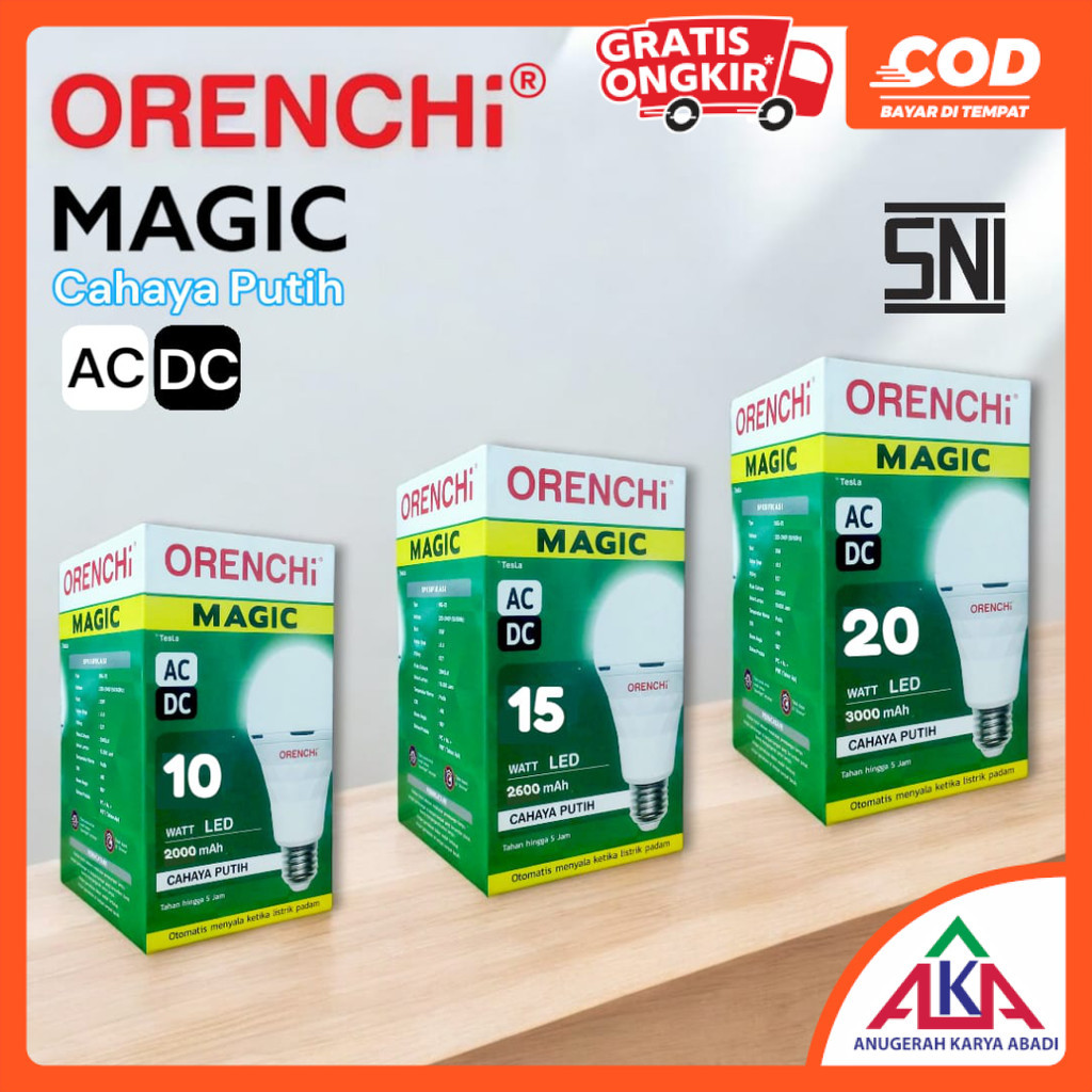 Jual ORENCHI Bohlam Lampu LED MAGIC AC DC Genius Emergency 10W 15W 20W ...