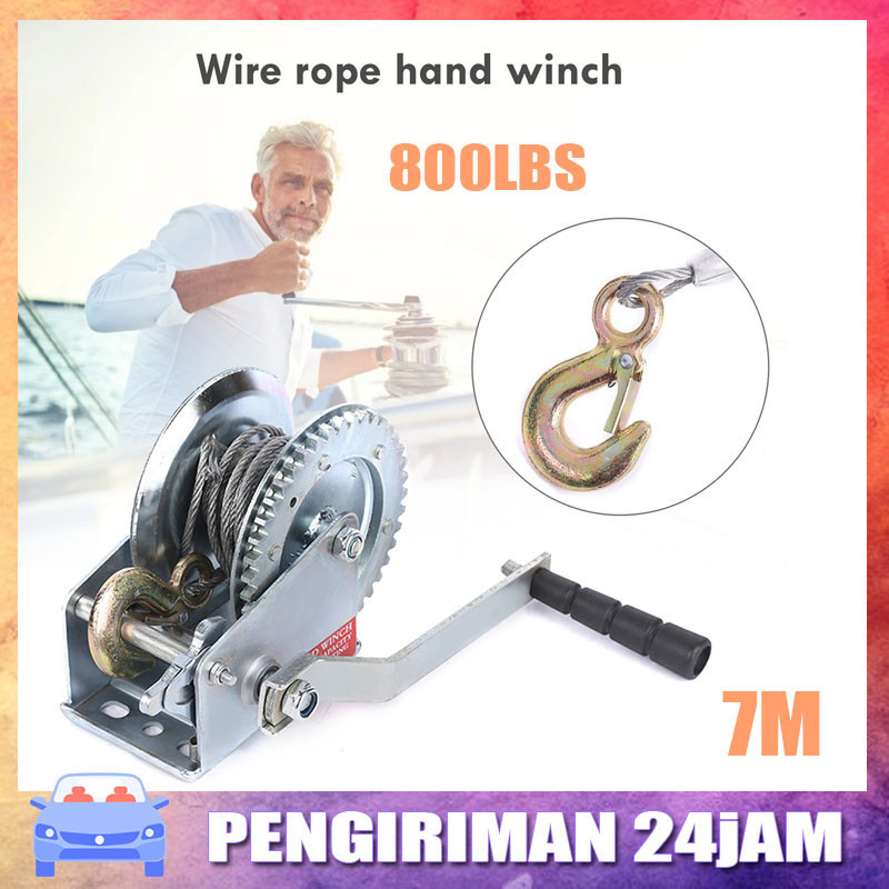 Jual Hand Winch 800 Lbs Katrol Manual Wire Rope Hand Winch Kualitas ...