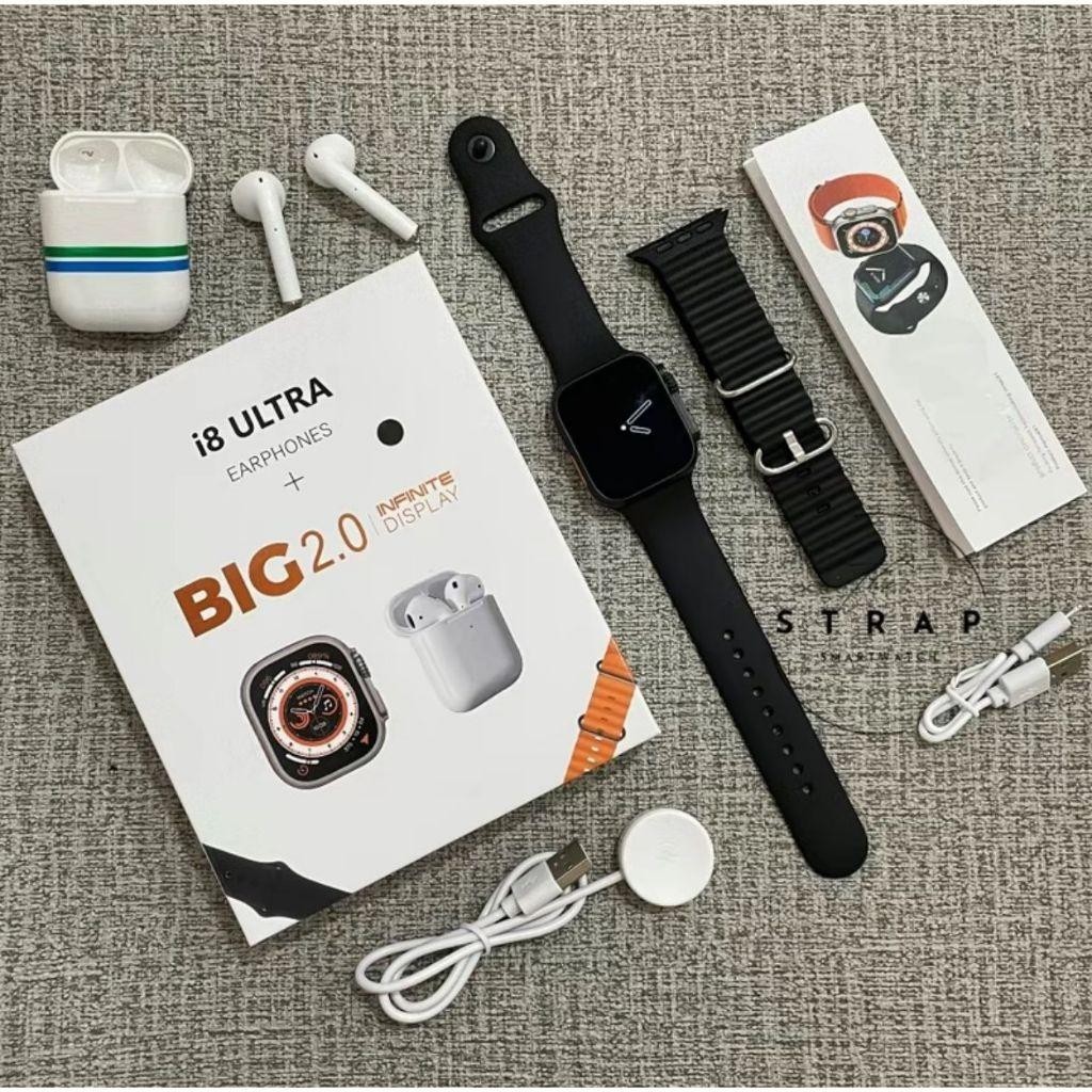 Jual Smartwatch i8 ULTRA Series Infinite Display + TWS Lengkap Dengan 2 ...