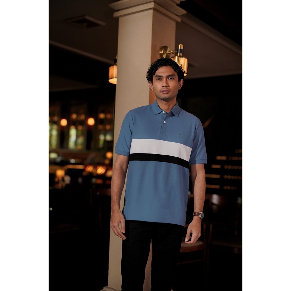 Jual HL MEN Tri Color Polo - Steel | Shopee Indonesia