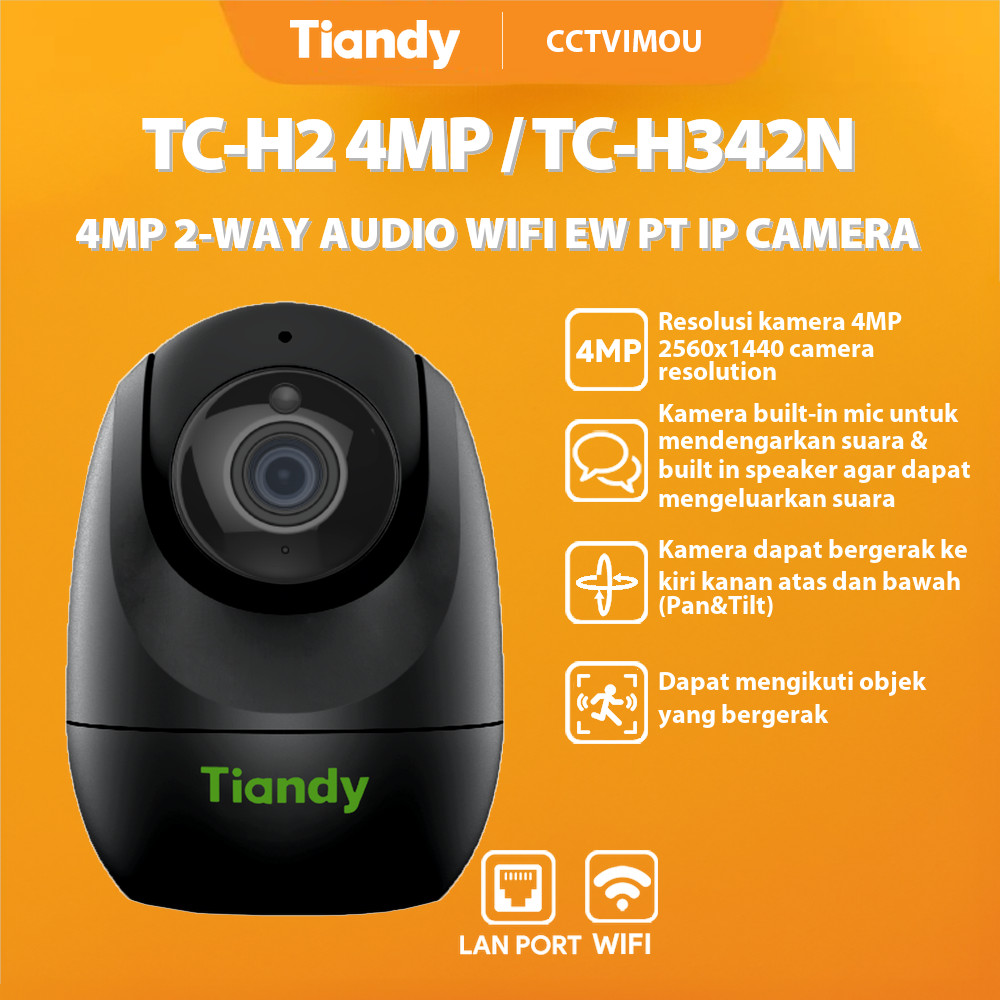 Jual TIANDY TC-H2 4MP BLACK / TC-H342N 2-WAY AUDIO WIFI EW PAN TILT ...