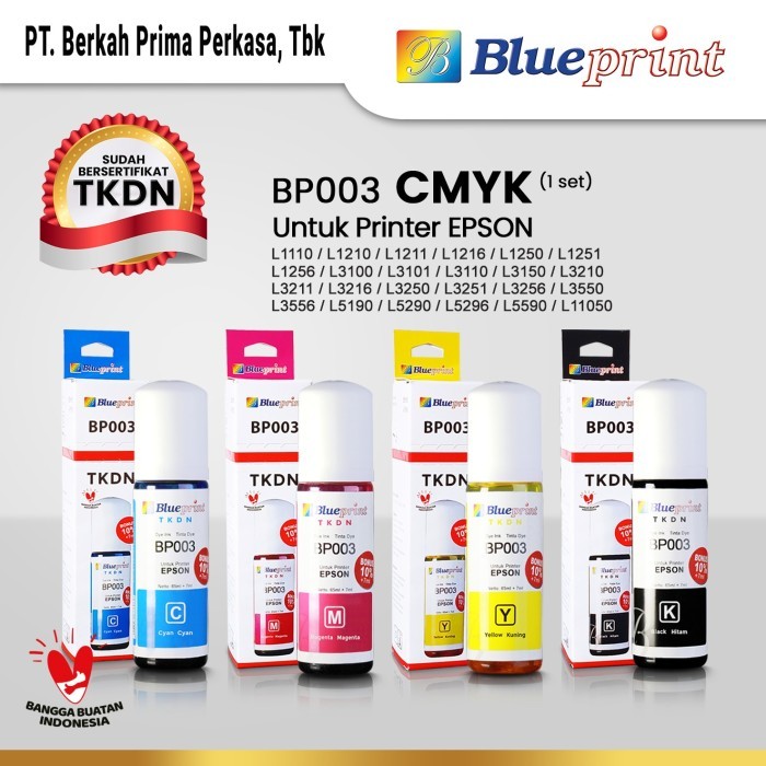 Jual Tinta Epson 003 BLUEPRINT TKDN For Printer Epson 72ml - 1 Set 4 Warna (CMYK) | Shopee Indonesia