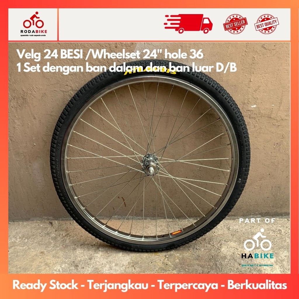 Jual Velg Besi Jadi 1 Set Sepeda Ukuran 24" Fullset Ban luar dalam ...