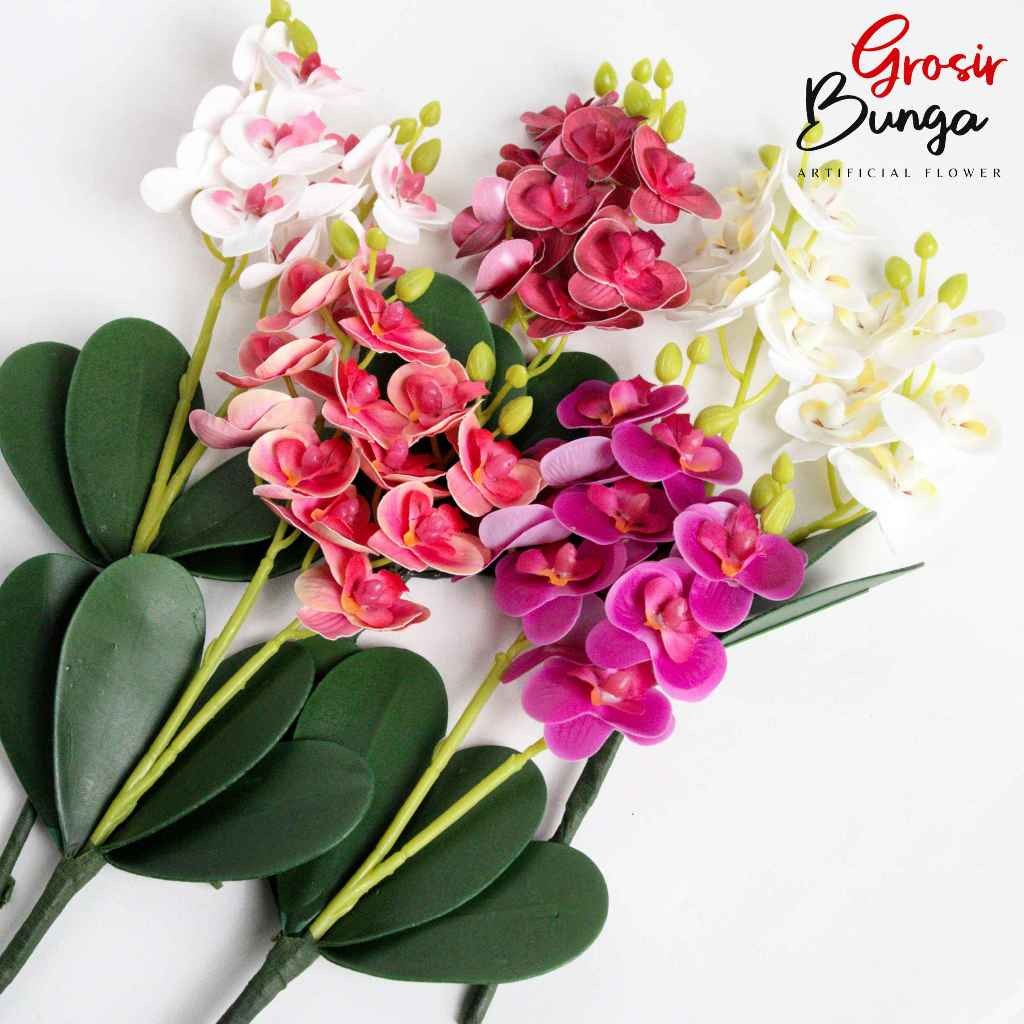 Jual Bunga Anggrek Mini K2 Cabang 2 Artificial Daun Bahan Latex ...