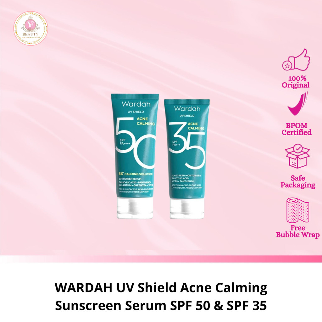Jual YF BEAUTY WARDAH UV Shield Acne Calming Sunscreen Serum SPF 50 PA++++ | Shopee Indonesia