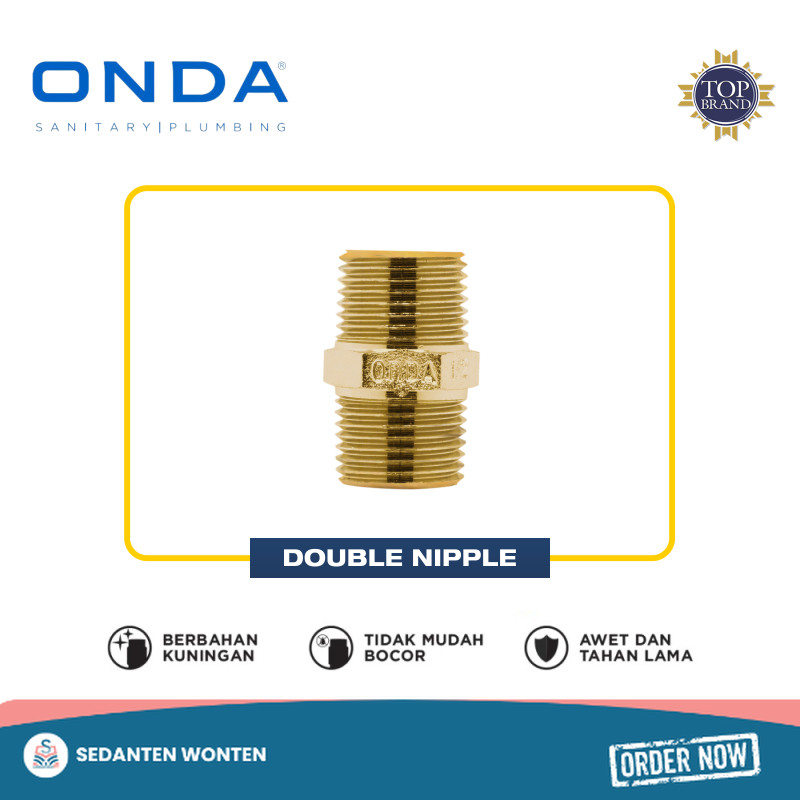 Jual ONDA Double Nipple Nepple Brass Sambungan Pipa Drat Kuningan 1/2" | Shopee Indonesia