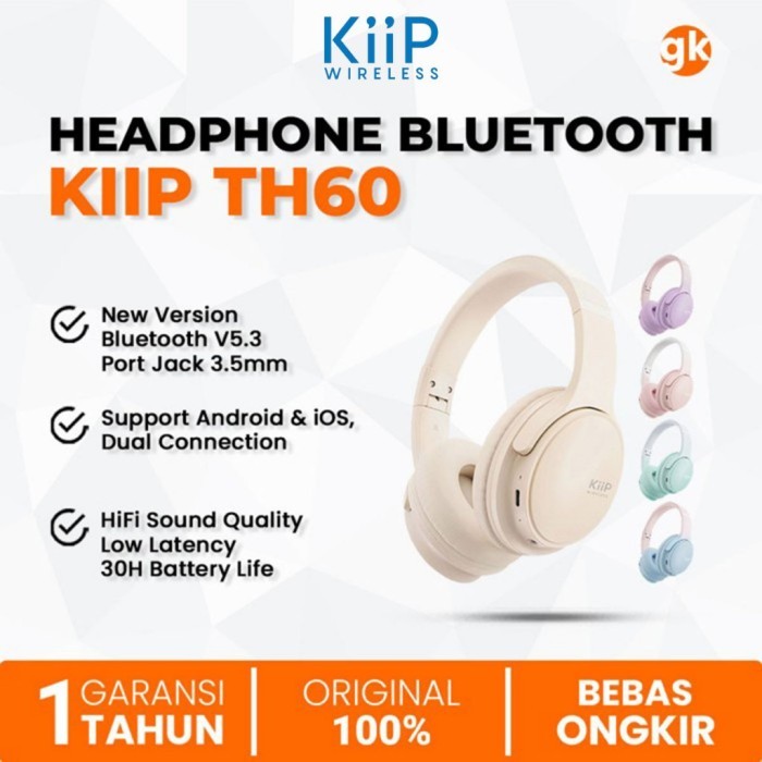 Jual KIIP TH60 Headphone Bluetooth 5.3 Wireless Headset Earphone Dual ...