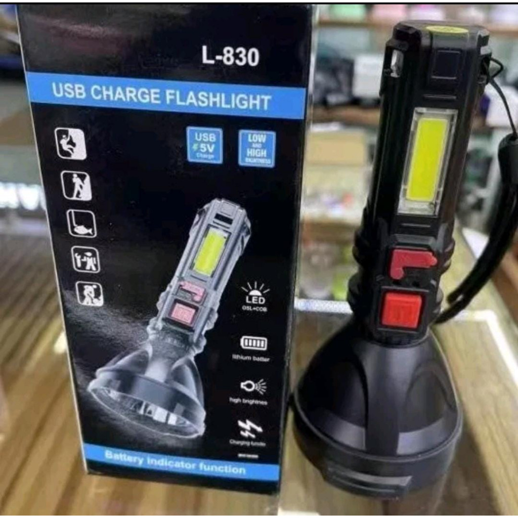 Jual L830 Senter LED COB L-380 USB Charging 4 Mode Cahaya | Shopee ...
