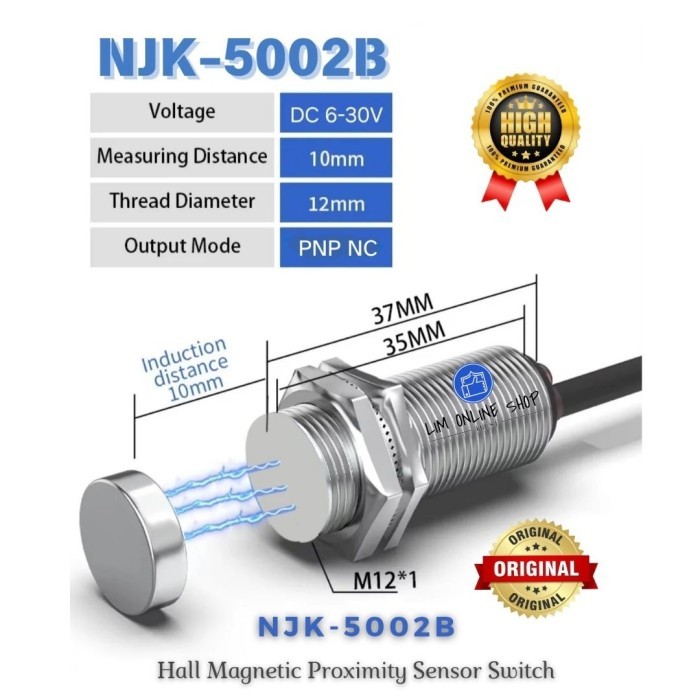 Jual SENSOR INDUCTIVE PROXIMITY NJK-5002B PNP NC NORMALY CLOSE 3 WIRE DC 6-30V MAGNETIC SWITCH ...