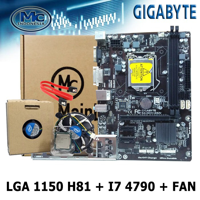Jual Mainboard Mobo h81 ddr3 LGA 1150 + Processor i7 4790 + fan intel ...
