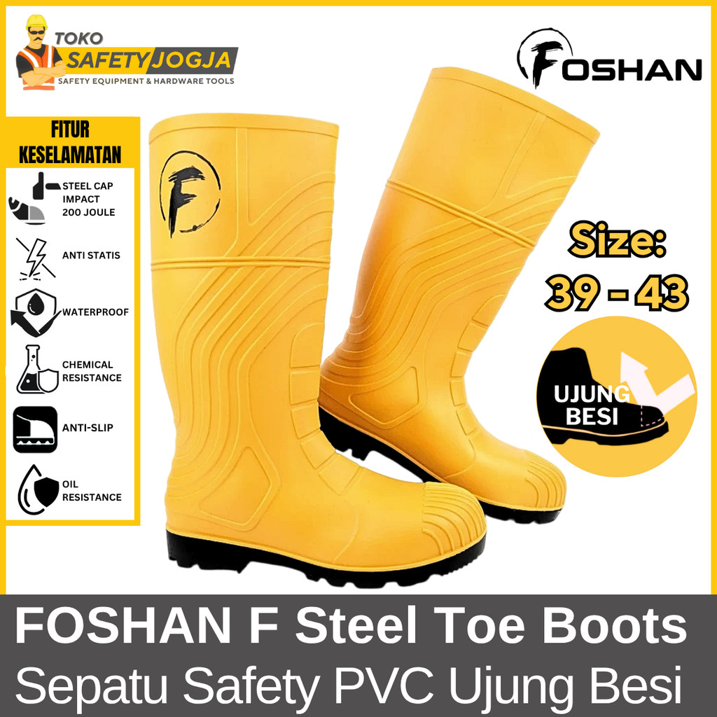 Jual Sepatu Boot Ujung Besi FOSHAN Safety Proyek Steel Toe Cap Besi ...