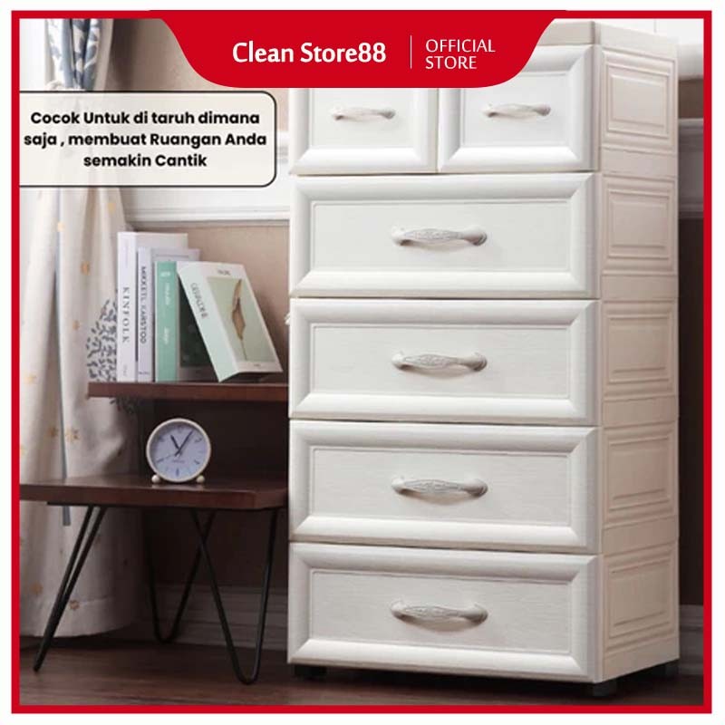 Jual CleanStore | Lemari Plastik Laci Dengan Handle - Lemari Putih Eropa Motif Ulir - Lemari ...