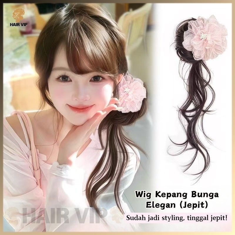 Jual Wig Kepang Bunga Elegan (Jepit) /Wig Bun Puffy Face Framing/Wig ...