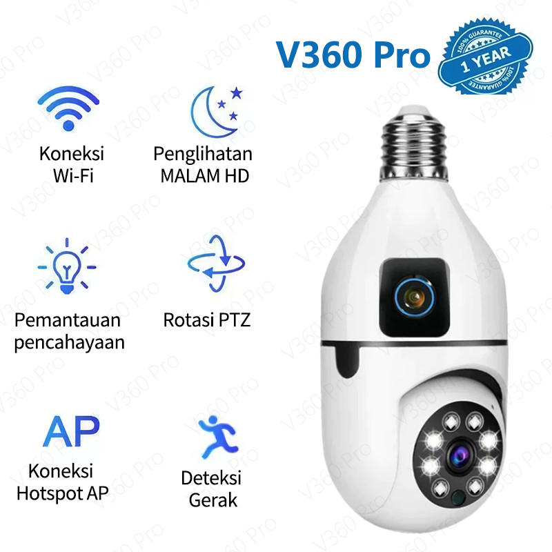 Jual HNF CCTV Lampu 360 Derajat Bohlam 4K PTZ WiFi Smart Camera, Night ...