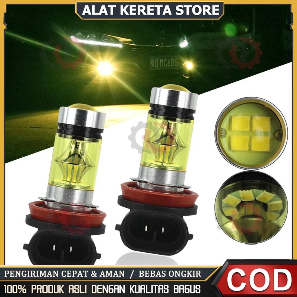 Jual 2pcs mobil led Lampu Kabut Led H11 H8 4300K 100W 1500LM Super Terang Warna Kuning PUITH ...