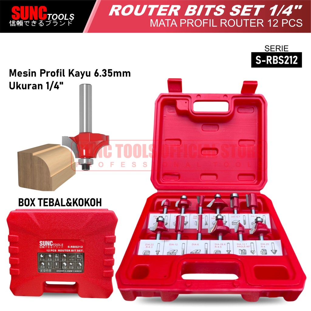 Jual SUNC TOOLS Mata Profil Mata Router Set Mata Trimmer Set Router Bit ...