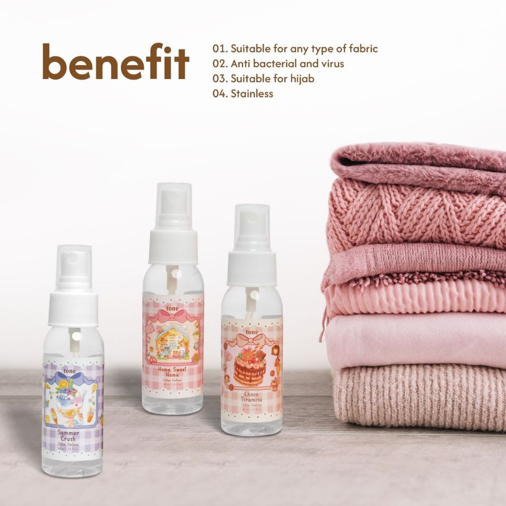 Jual TONE Clothes Perfume | Parfum Body Spray 60 ml Fabric Mist Pewangi ...