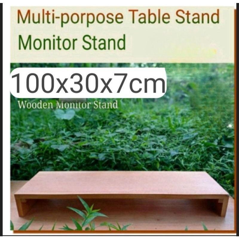 Jual meja monitor kayu stand monitor komputer 100x30x7 monitor table ...