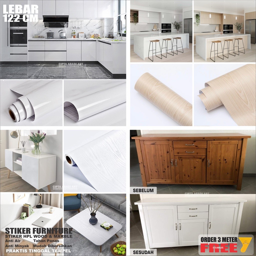 Jual Stiker Hpl Sticker Lemari Meja Kitchen Set Dapur Anti Air Minyak ...