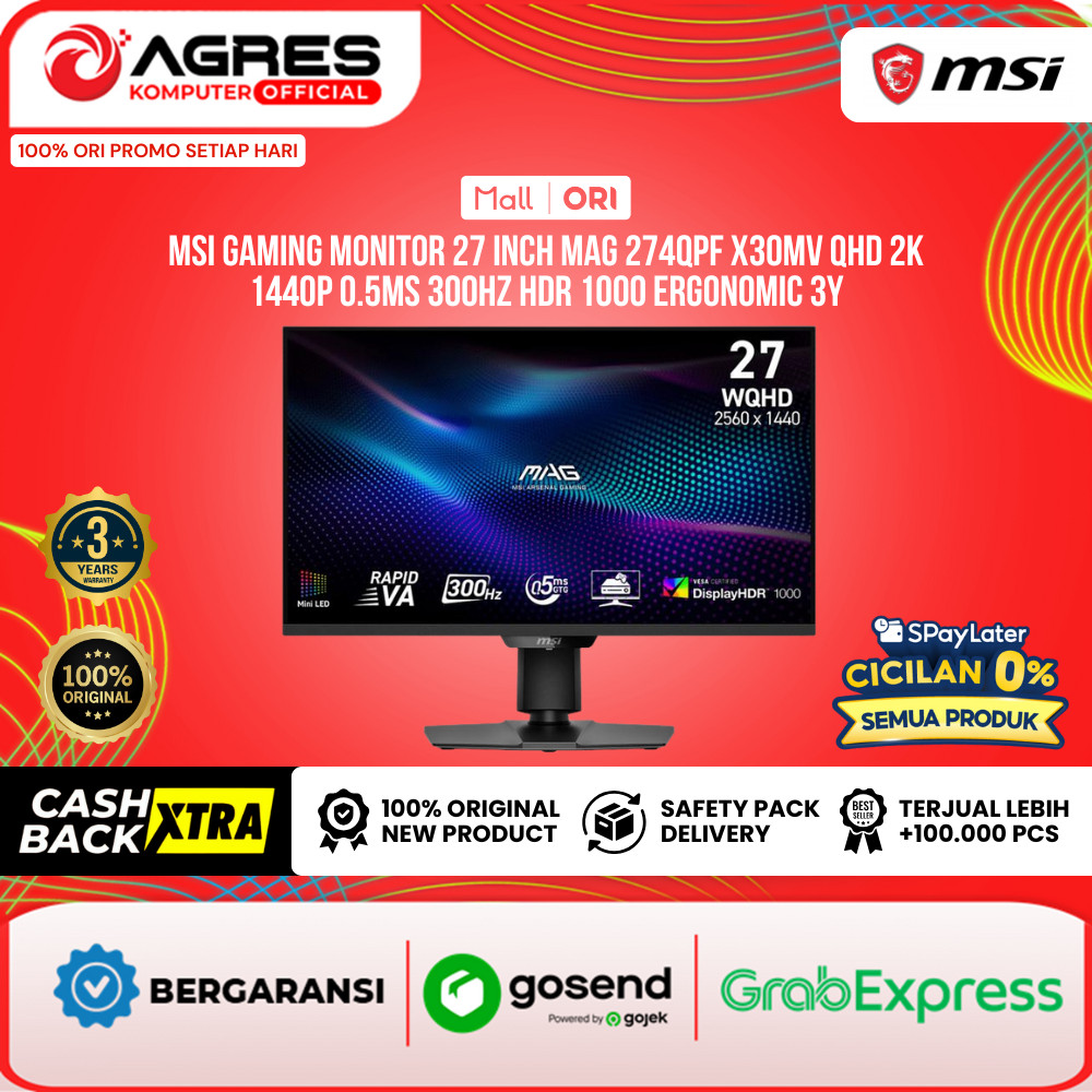Jual MSI GAMING MONITOR 27 INCH MAG 274QPF / MAG274QPF X30MV QHD 2K ...