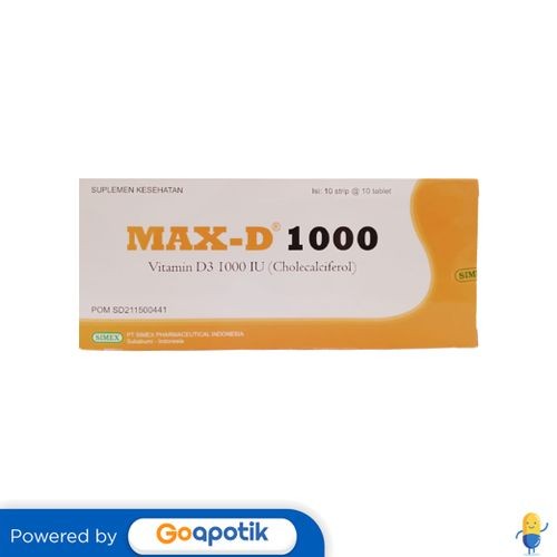 Jual Max-D Vitamin D3 1000 Iu Box 100 Tablet | Shopee Indonesia